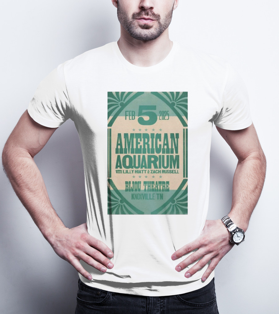 American Aquarium With Lilly Hiatt And Zach Russell Feb 5 2025 Bijou Theatre Knoxville TN T-Shirt