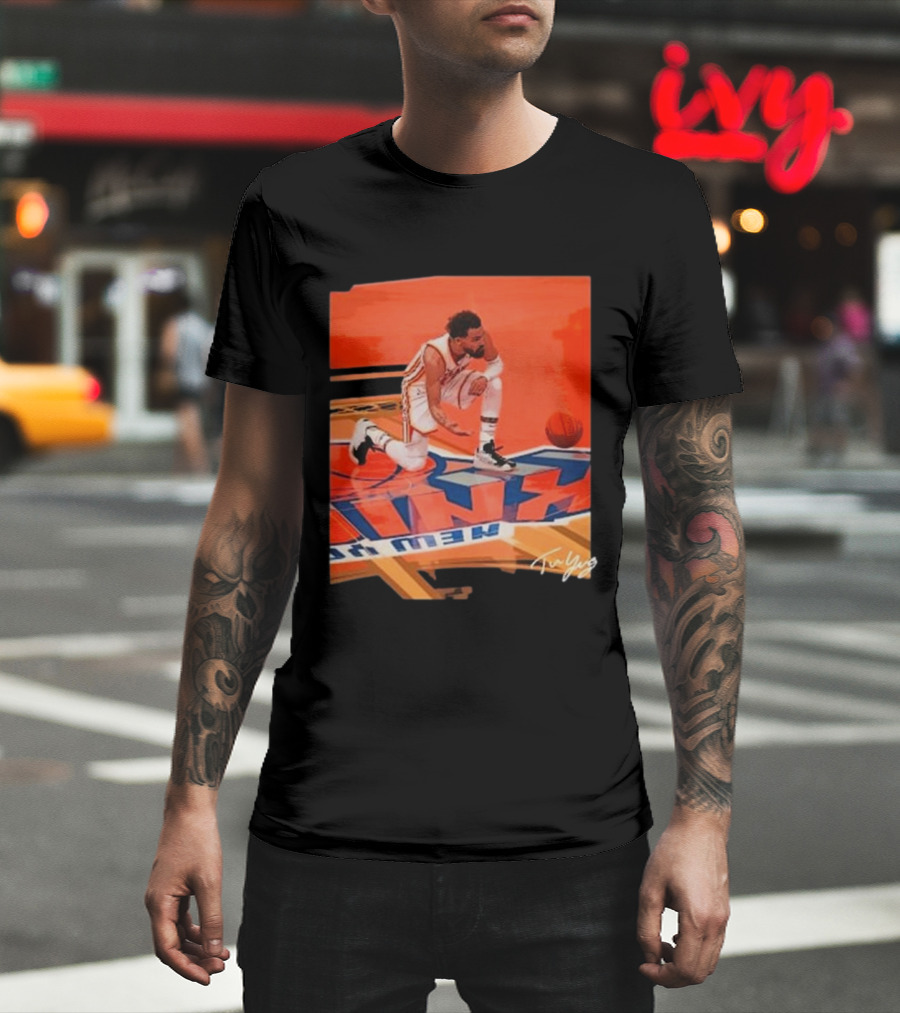 Atlanta Hawks Trae Young Kneeling Basketball New York Signature T-Shirt