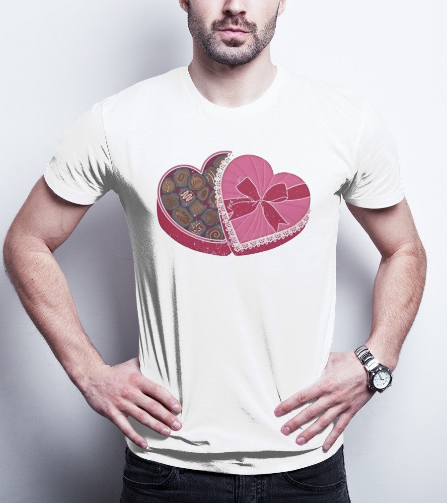 Heart Shaped Box Of Chocolates With Lace And Bow T-Shirt