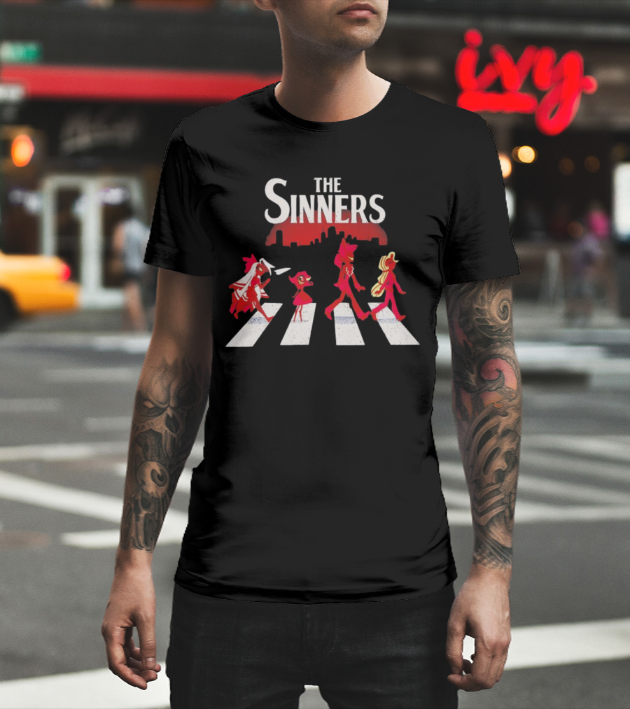 Hazbin Hotel The Sinners Abbey Road Characters Crossing T-Shirt