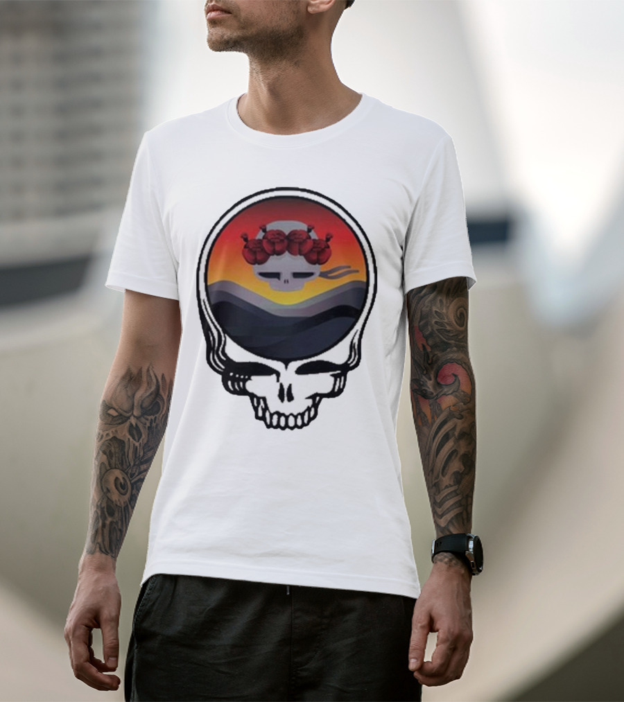 Grateful Dead The Ridge Skull Sunset With Roses T-Shirt