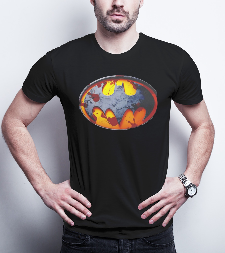 Batman Symbol With Grunge And Blood Splatter Effects T-Shirt