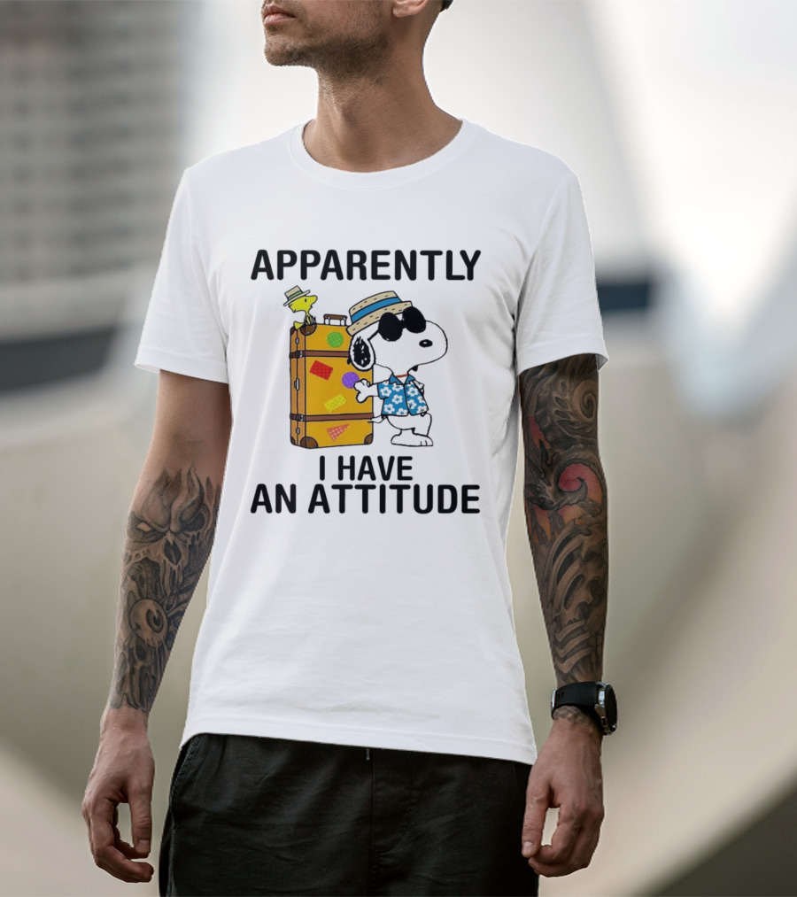 Apparently I Have An Attitude Snoopy With Woodstock And Suitcase T-Shirt