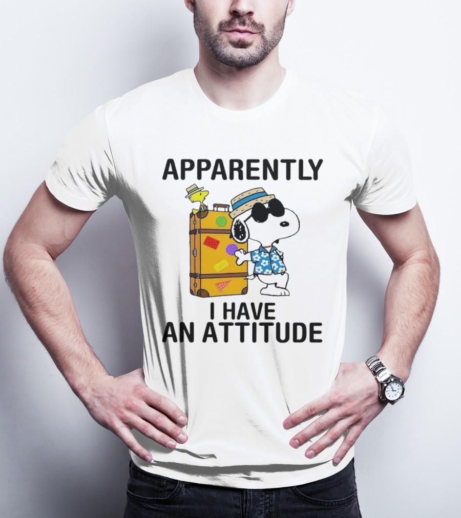 Apparently I Have An Attitude Snoopy With Woodstock And Suitcase T-Shirt