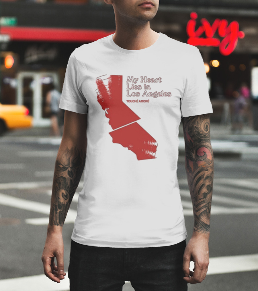 Touché Amoré My Heart Lies In Los Angeles California Map Red T-Shirt