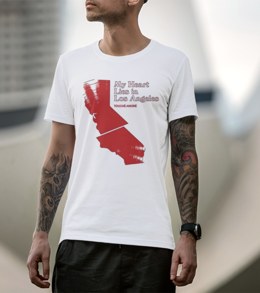 Touché Amoré My Heart Lies In Los Angeles California Map Red T-Shirt