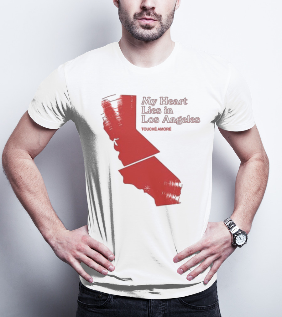 Touché Amoré My Heart Lies In Los Angeles California Map Red T-Shirt