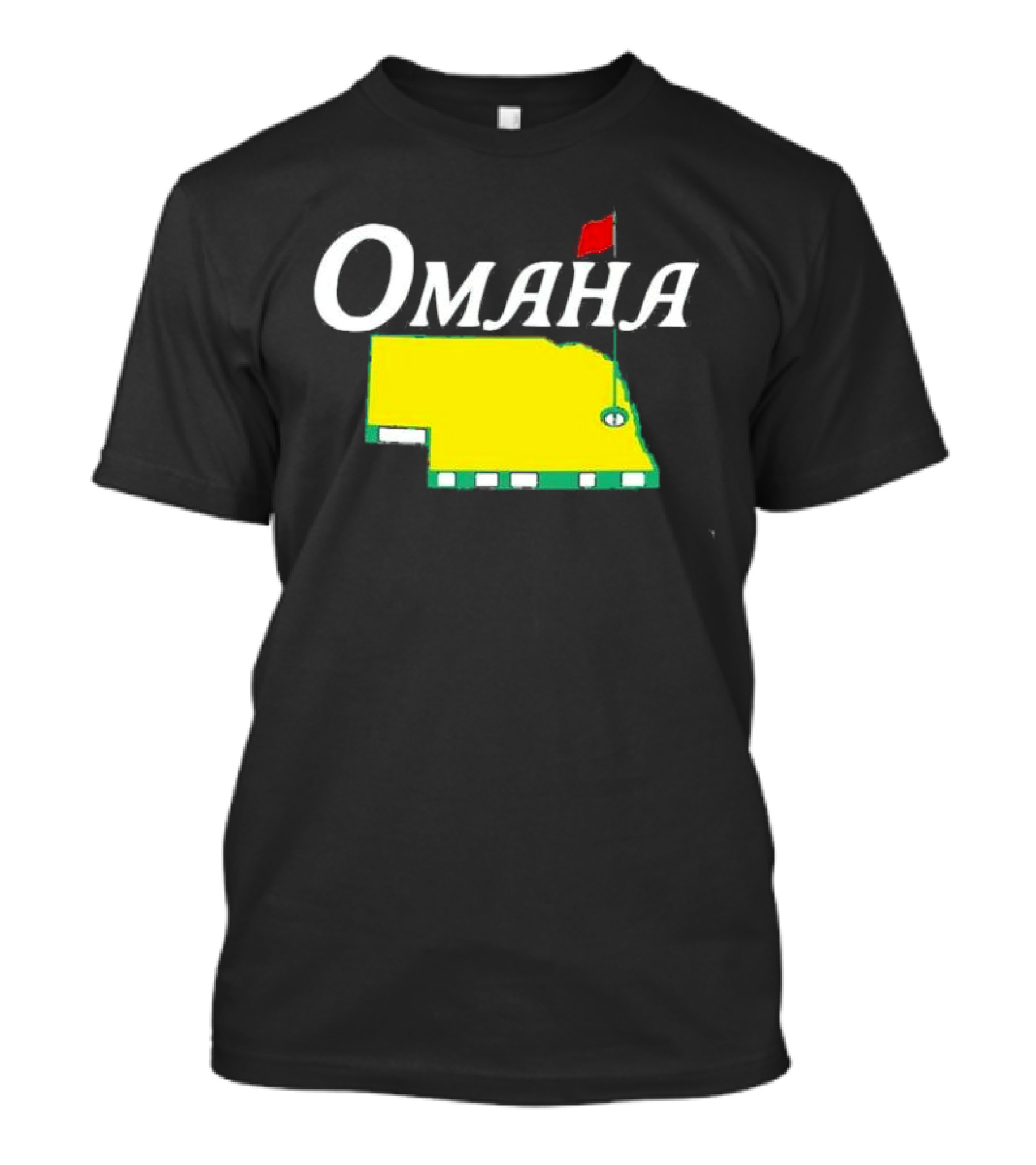 Omaha Nebraska Masters Golf State Map With Pin Flag T-Shirt