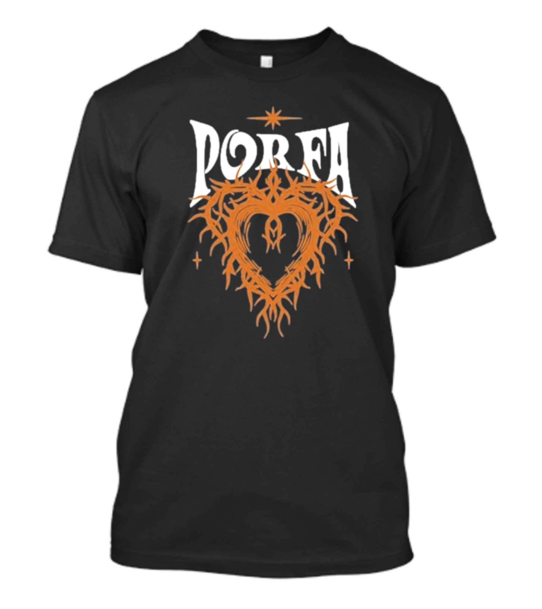 Porfa Stylized Text With Ornate Thorn Heart Design T-Shirt