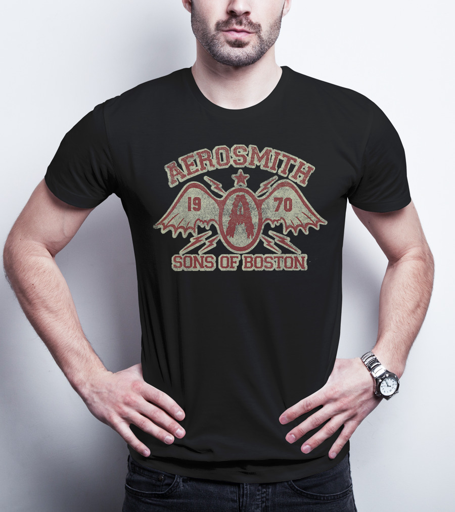 Aerosmith 1970 Sons Of Boston Winged Emblem T-Shirt