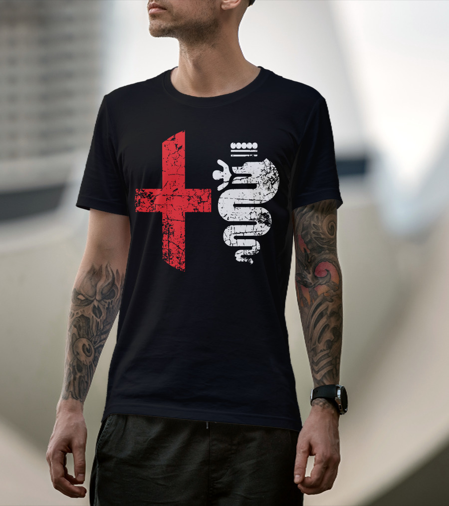 Alfa Car Drivers Stylish Grunge Red Cross Serpent T-Shirt