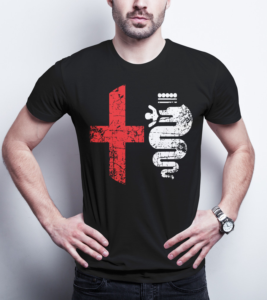 Alfa Car Drivers Stylish Grunge Red Cross Serpent T-Shirt