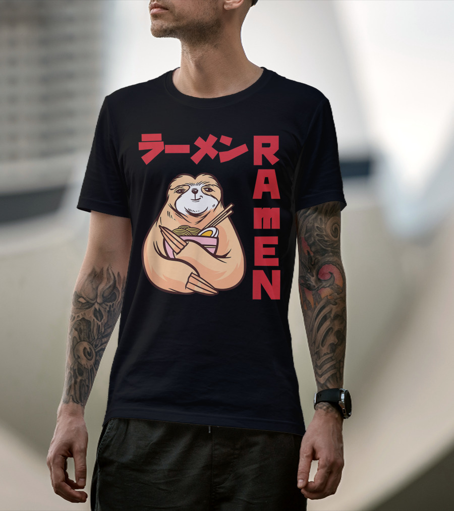 Kawaii Ramen Sloth Anime Noodles Japanese Sketching T-Shirt