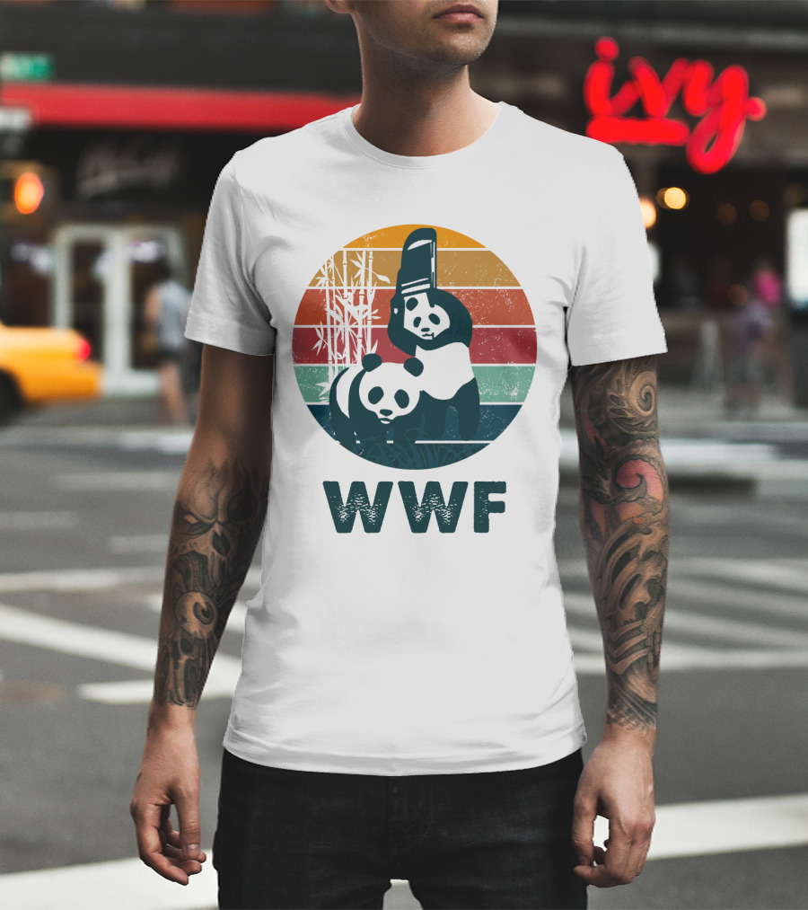 WWF Panda Retro Bamboo Scene T-Shirt