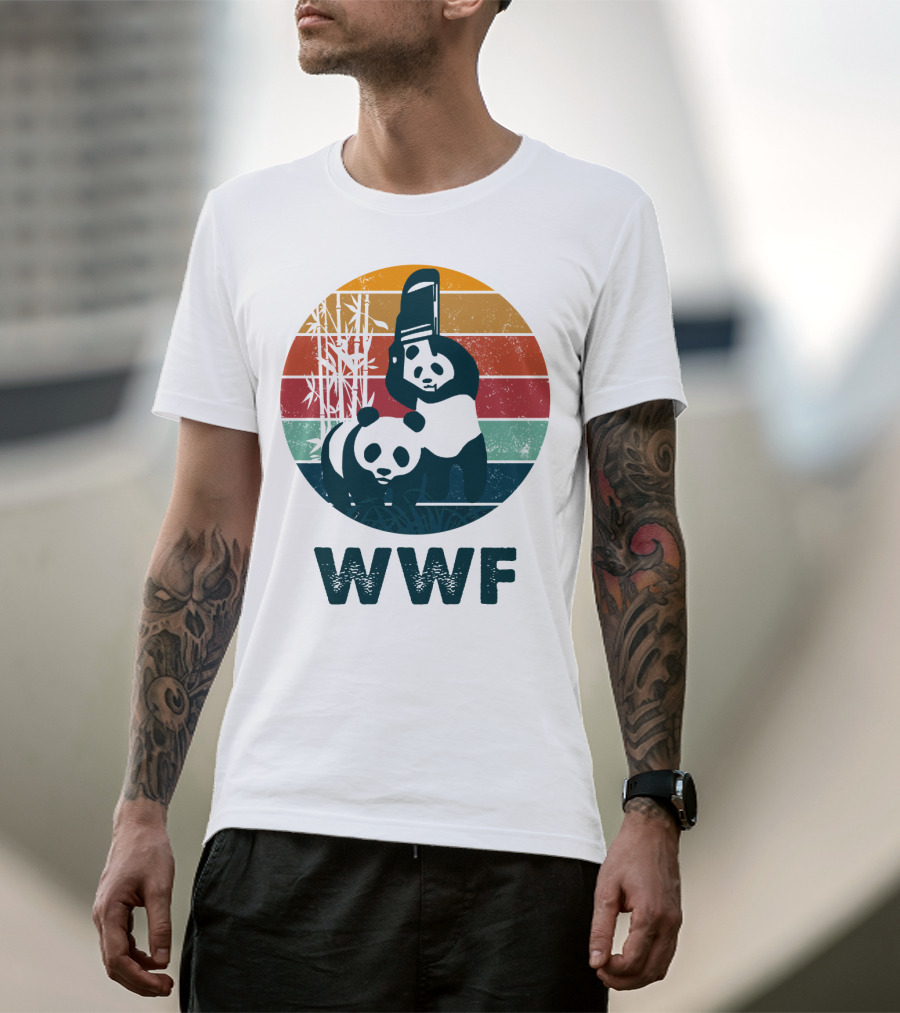WWF Panda Retro Bamboo Scene T-Shirt
