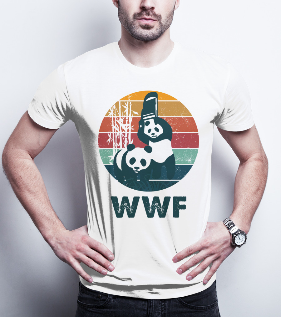 WWF Panda Retro Bamboo Scene T-Shirt