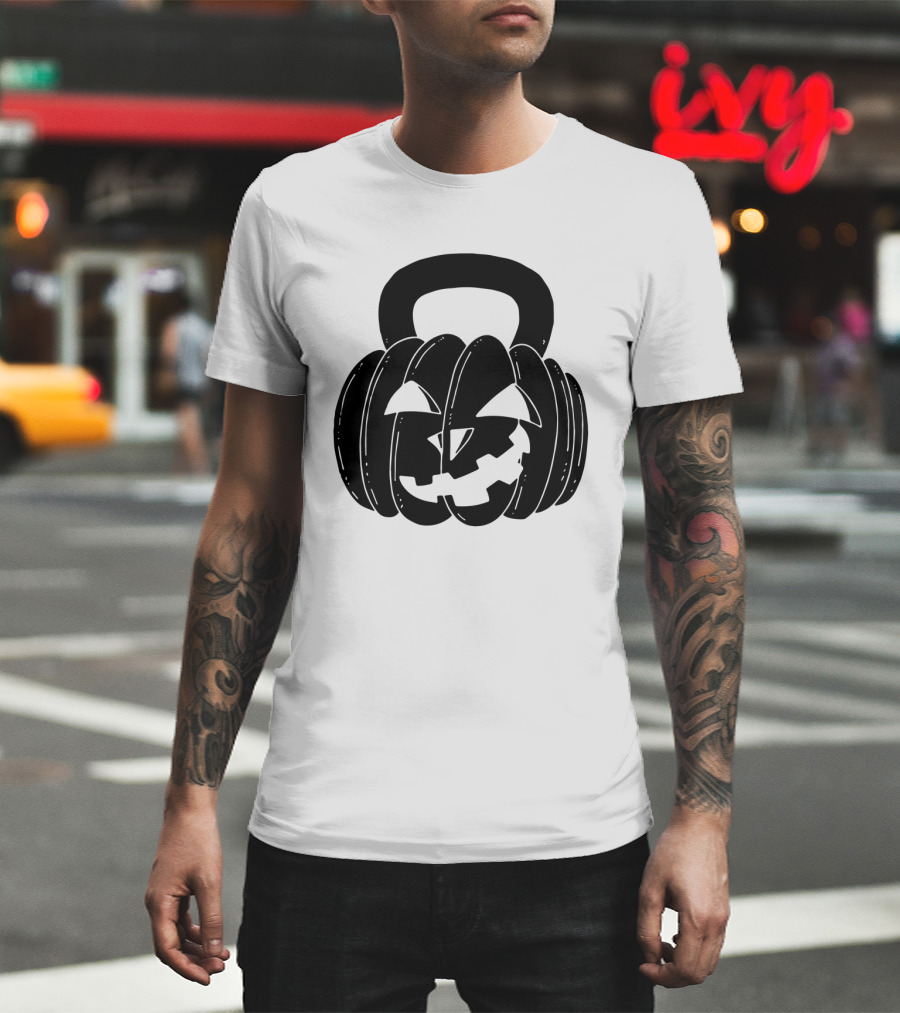 Pumpkin Halloween Kettlebell Fitness Jack-O'-Lantern T-Shirt