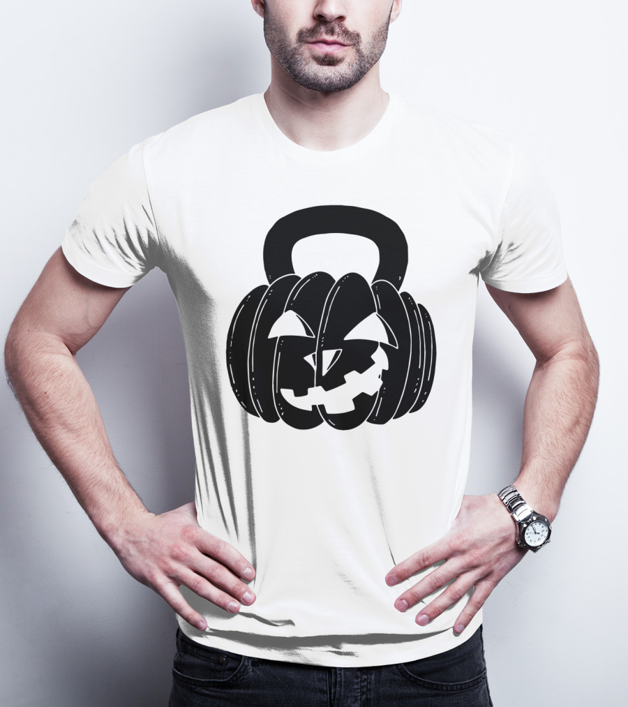 Pumpkin Halloween Kettlebell Fitness Jack-O'-Lantern T-Shirt