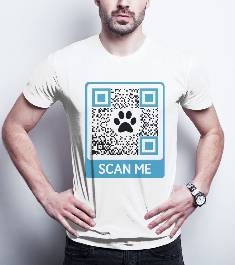 Scan Me QR Code With Dog Paw T-Shirt