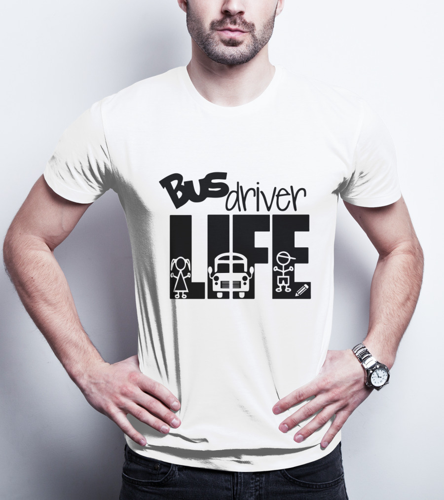Bus Driver Life With Kids And School Bus Elements T-Shirt