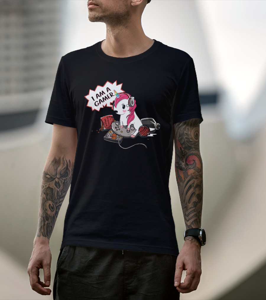 I Am A Gamer Unicorn Headset Controller Fantasy Adventure T-Shirt