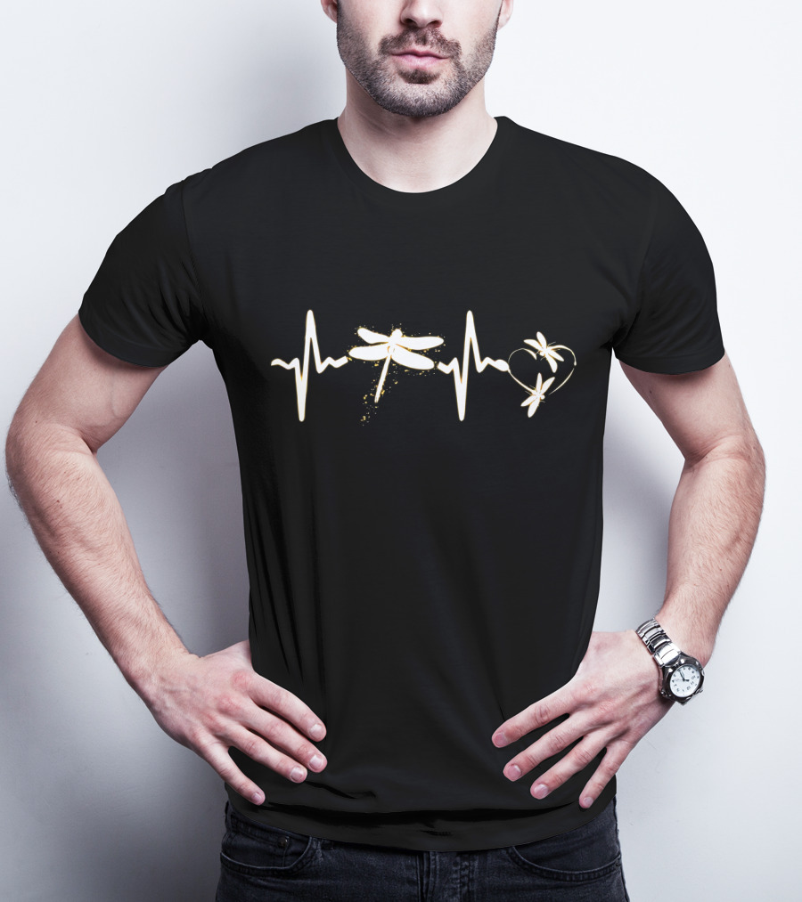 Dragonfly Heartbeat Pulse With Heart-Shaped Waveform T-Shirt
