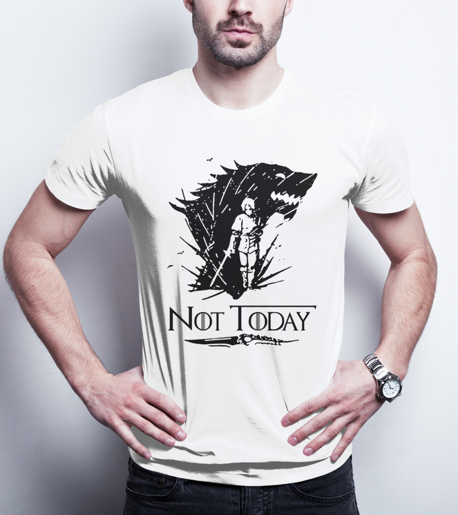Not Today Sword Character With Direwolf Shadow T-Shirt