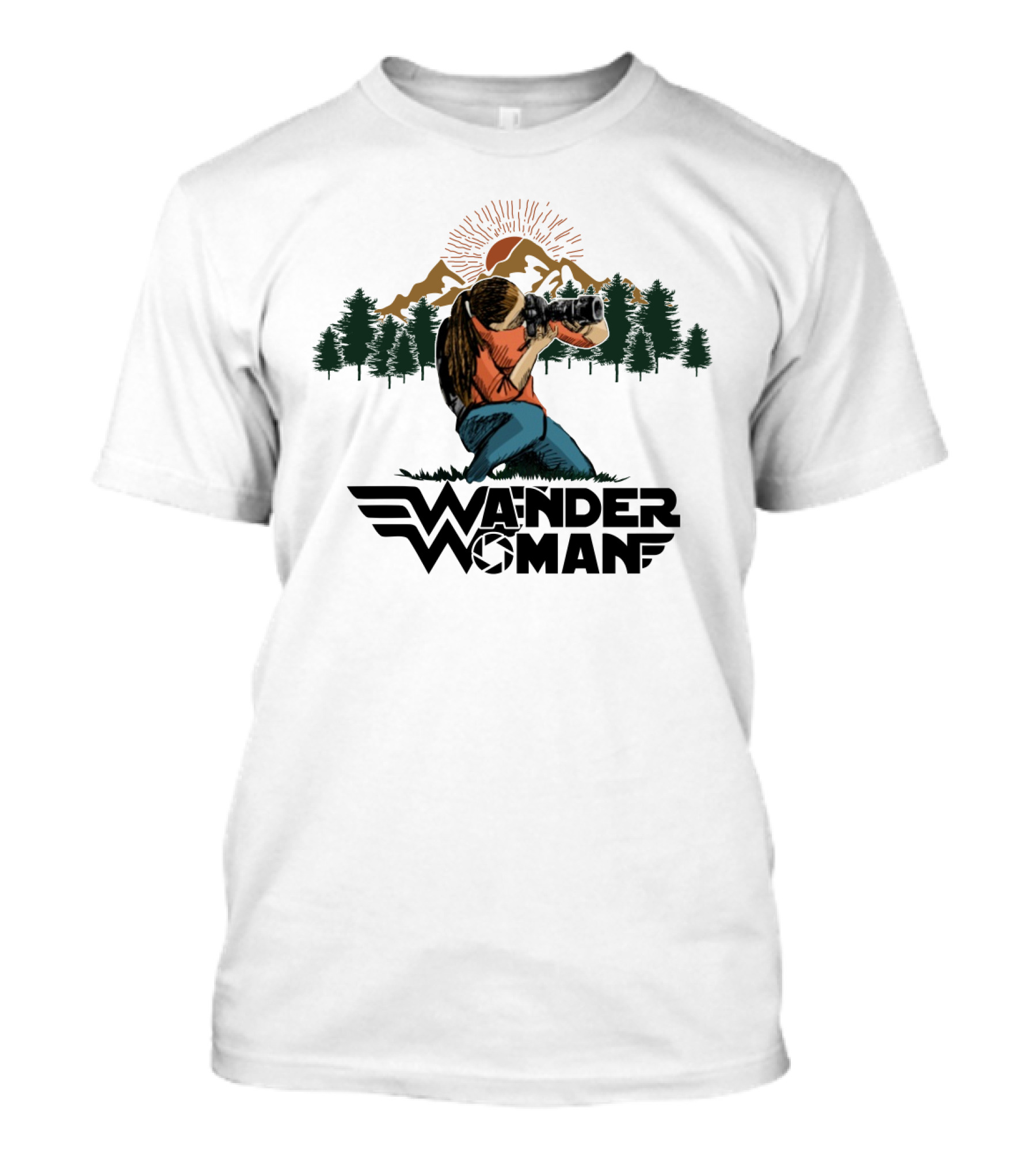Wander Woman Photographer Adventure Forest Mountain T-Shirt