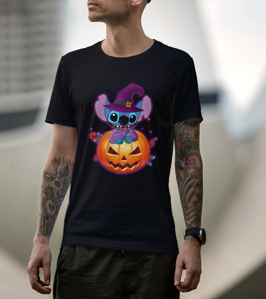 Stitch Witch Pumpkin Halloween Jack-O'-Lantern T-Shirt