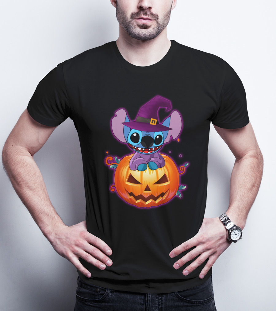 Stitch Witch Pumpkin Halloween Jack-O'-Lantern T-Shirt
