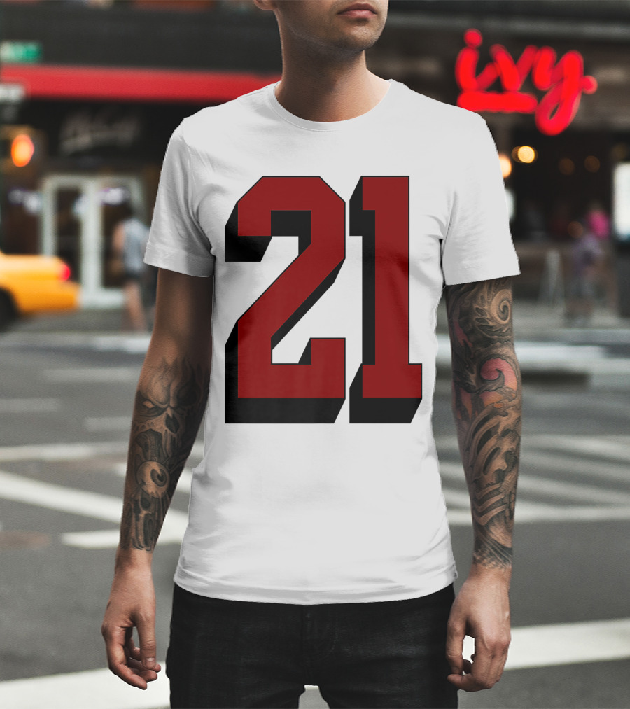 Number 21 Varsity Fan Sports Team White Jersey Premium 21 T-Shirt