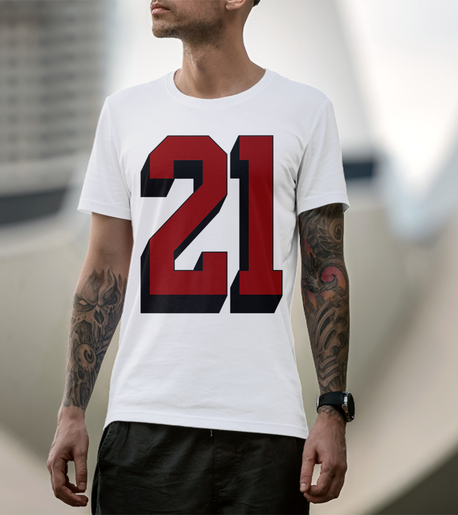 Number 21 Varsity Fan Sports Team White Jersey Premium 21 T-Shirt
