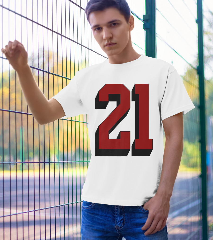 Number 21 Varsity Fan Sports Team White Jersey Premium 21 T-Shirt