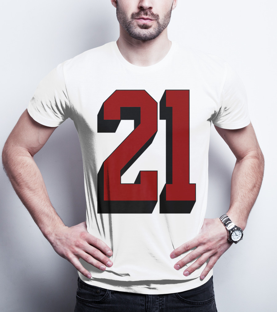 Number 21 Varsity Fan Sports Team White Jersey Premium 21 T-Shirt