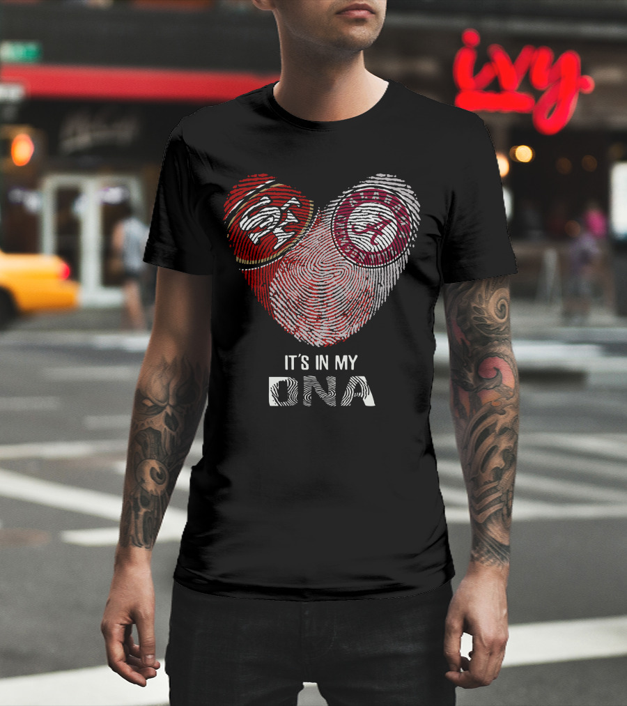 49ers Alabama It's In My Dna Fingerprint Heart T-Shirt
