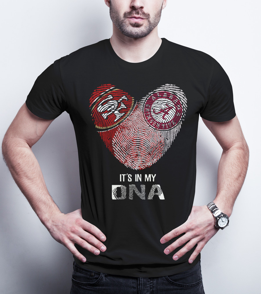 49ers Alabama It's In My Dna Fingerprint Heart T-Shirt