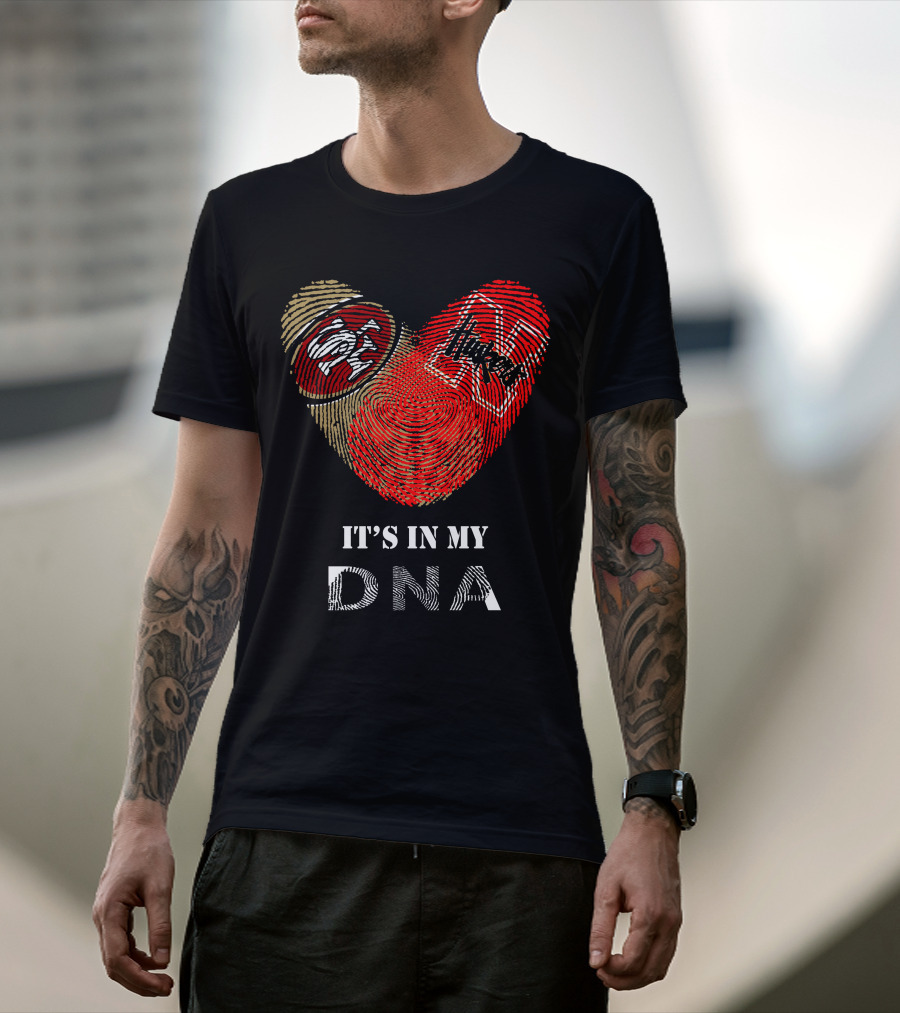 49ers Nebraska Cornhuskers Dna Fingerprint Heart T-Shirt