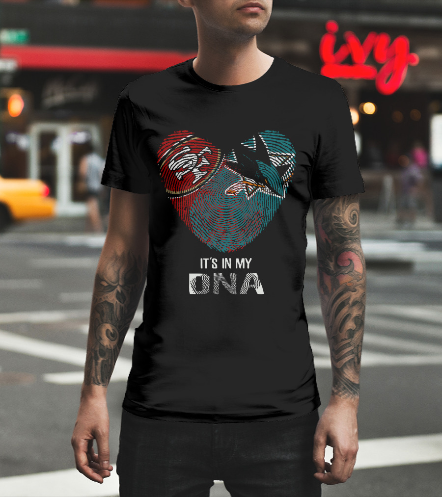 49ers San Jose Sharks Heart Shaped Dna Fingerprint T-Shirt