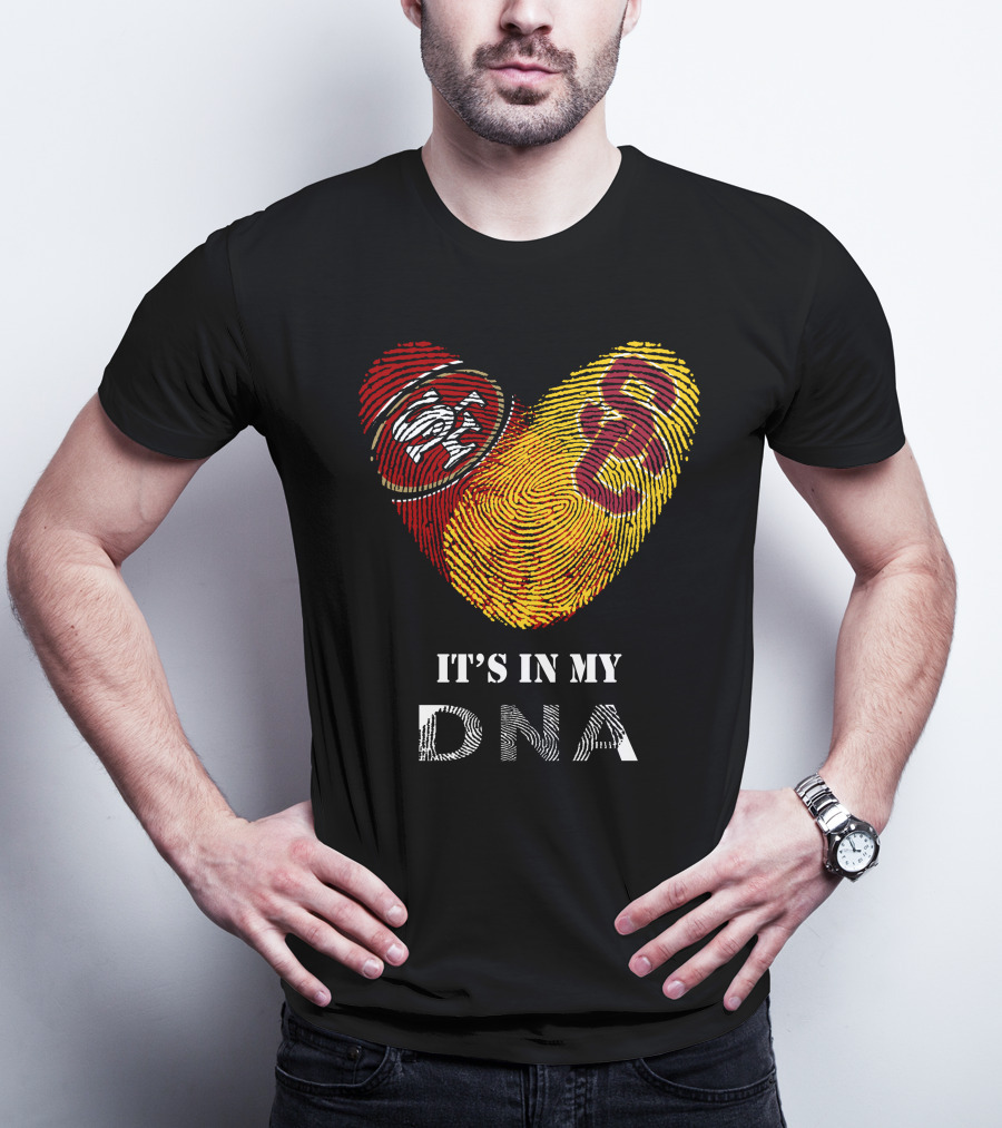 49ers Usc Trojans Heart Dna Fingerprint T-Shirt