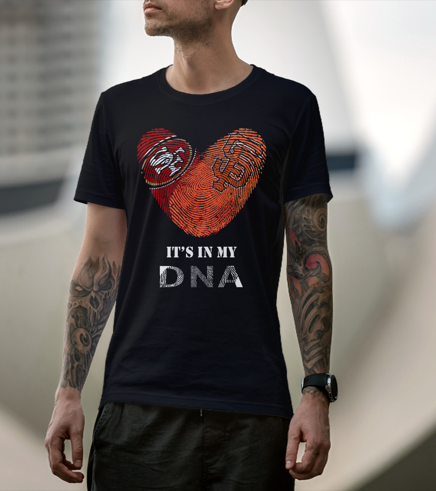 49ers Giants Heart Fingerprint DNA T-Shirt