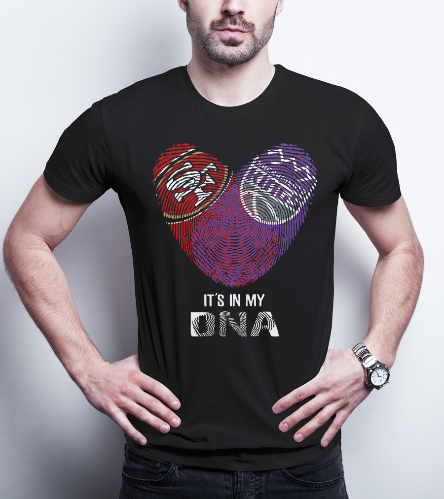 49Ers Sacramento Kings Heart Fingerprint It's In My DNA T-Shirt