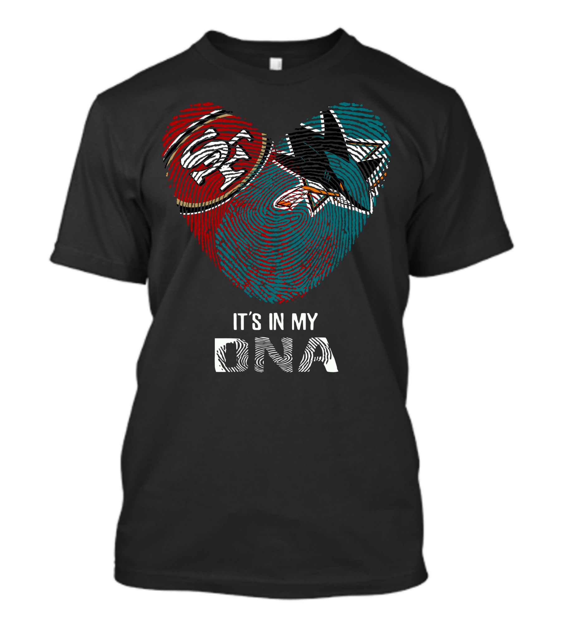 49ers San Jose Sharks Heart Thumbprint It's In My DNA T-Shirt