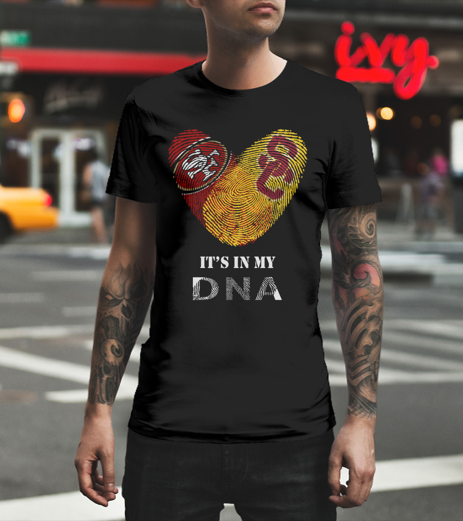 49Ers USC Trojans DNA Fingerprint Heart T-Shirt