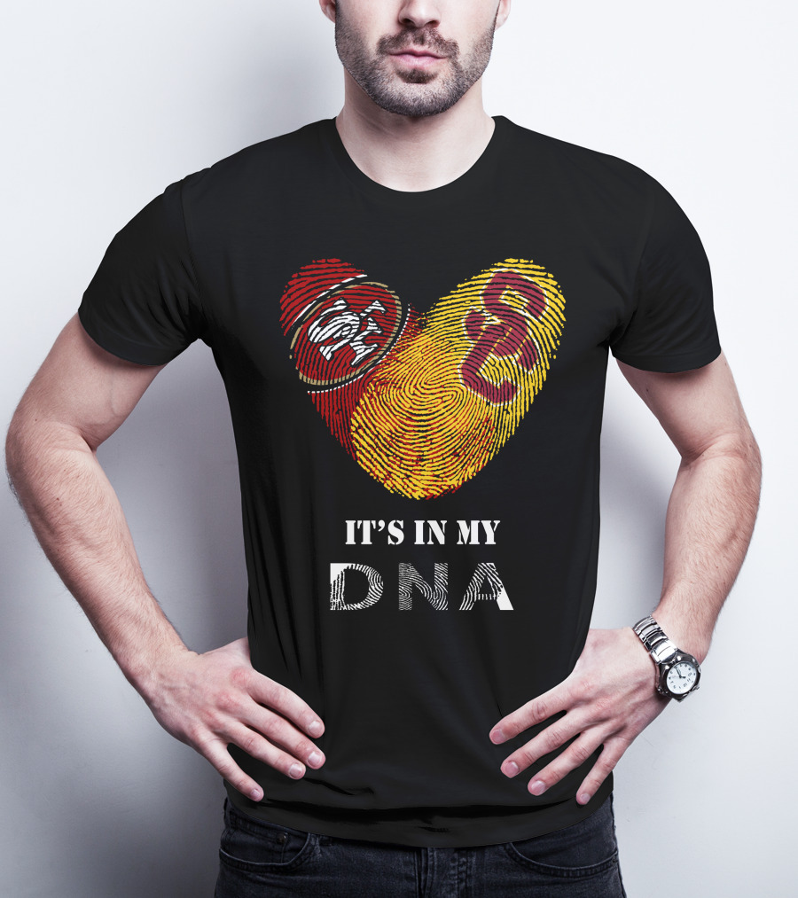 49Ers USC Trojans DNA Fingerprint Heart T-Shirt