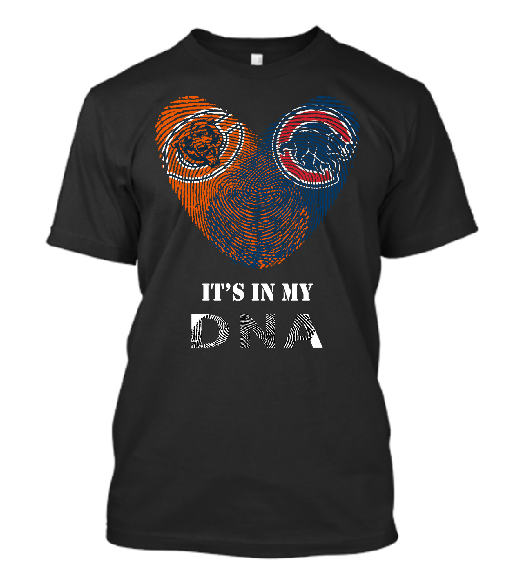 Chicago Bears Cubs It's In My Dna Fingerprint Heart T-Shirt