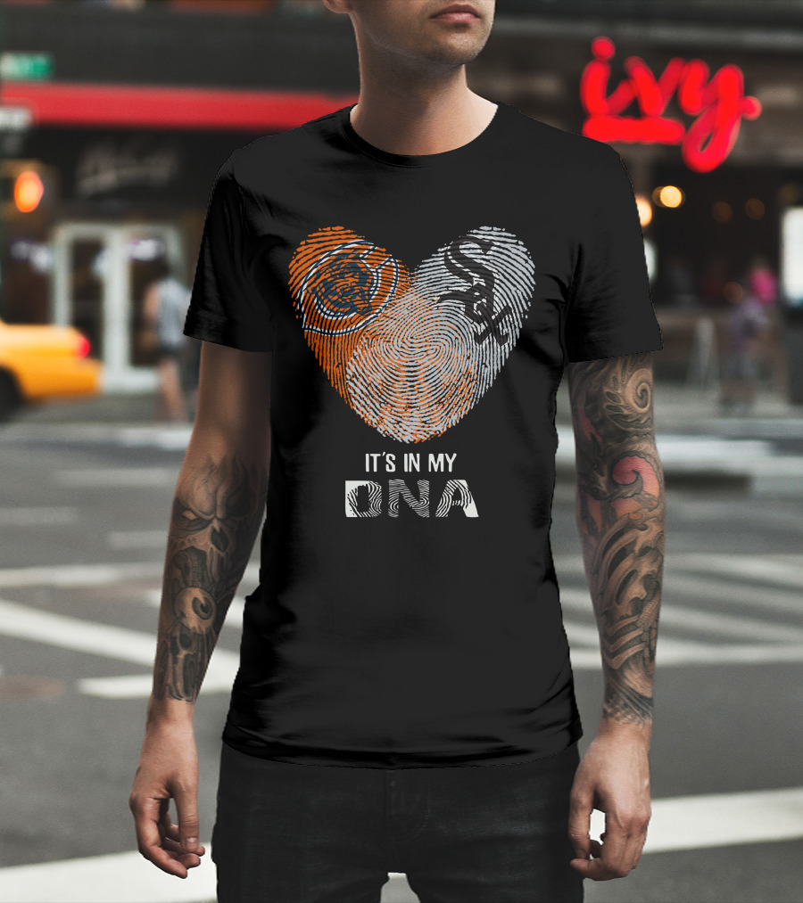 Bears White Sox It’s In My DNA Fingerprint Heart T-Shirt