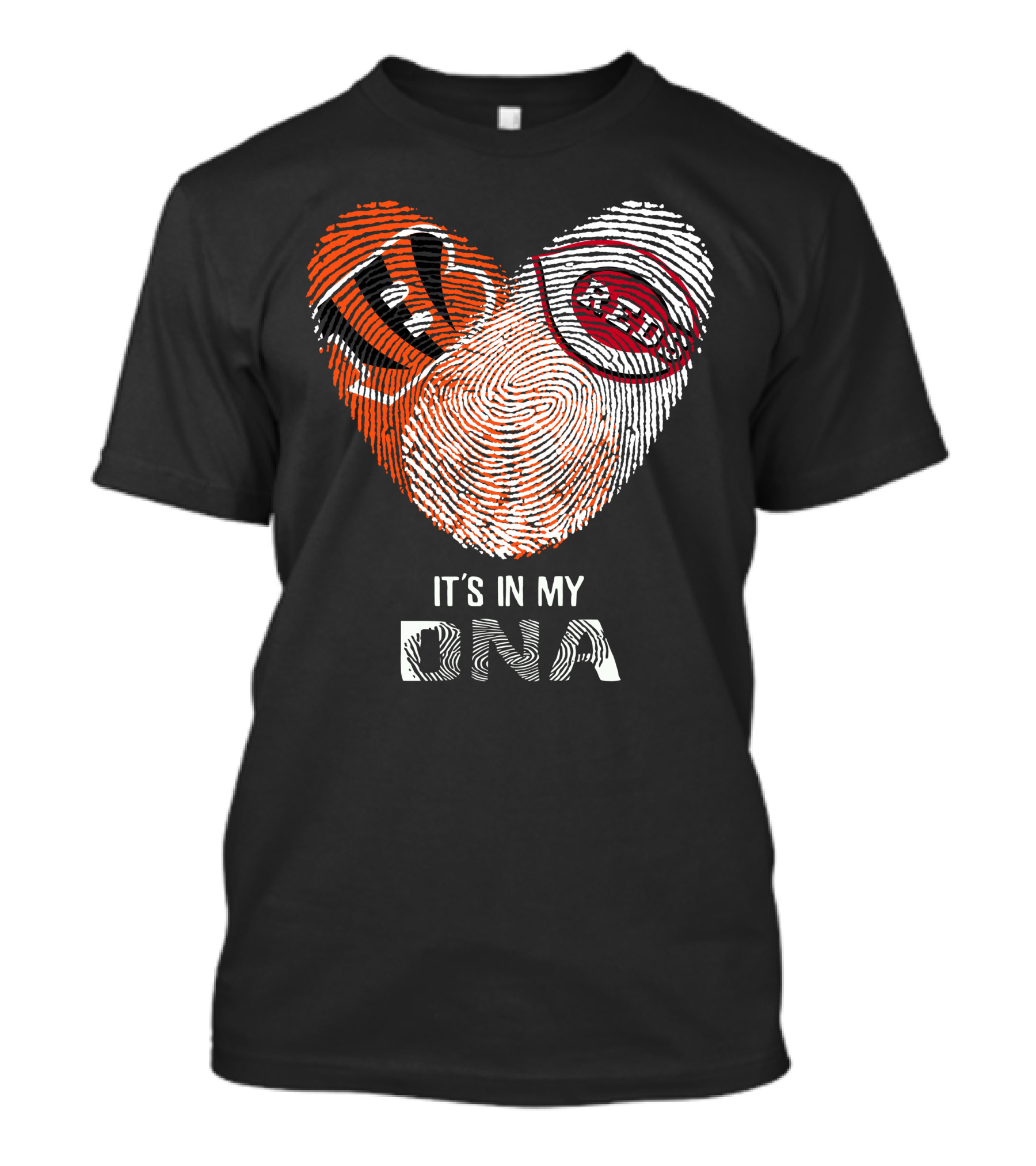 Bengals Reds Fingerprint Heart It's In My DNA T-Shirt