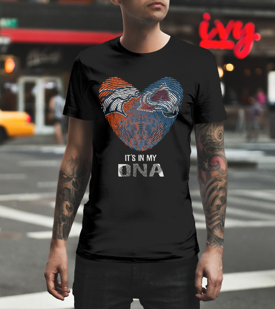 Broncos Avalanche It's In My DNA Fingerprint Heart T-Shirt