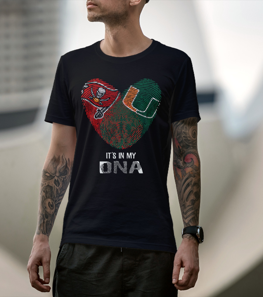 Buccaneers Hurricanes Fingerprint Heart It's In My DNA T-Shirt
