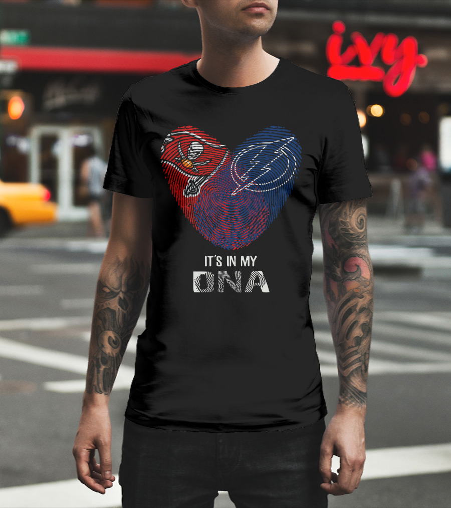 Buccaneers Lightning Heart It's In My Dna Fingerprint T-Shirt